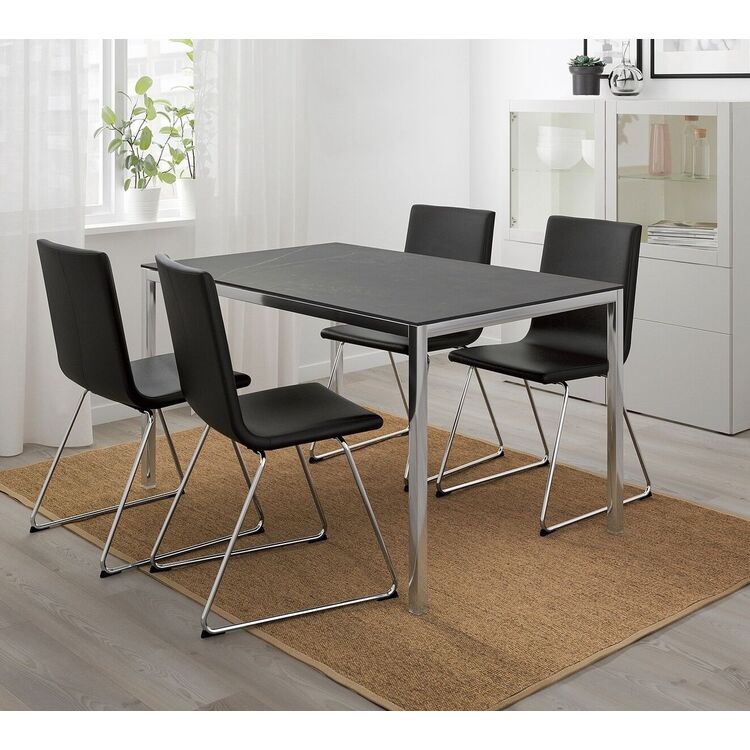 Masa Ikea Torsby 135x85cm (Crom/Aspect marmura neagra) cumpără în ...