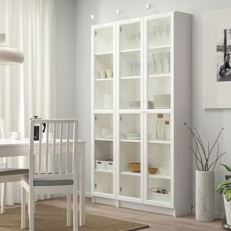 Книжный шкаф Ikea Billy/Oxberg стеклянные дверцы 120x30x202 (Белый ...