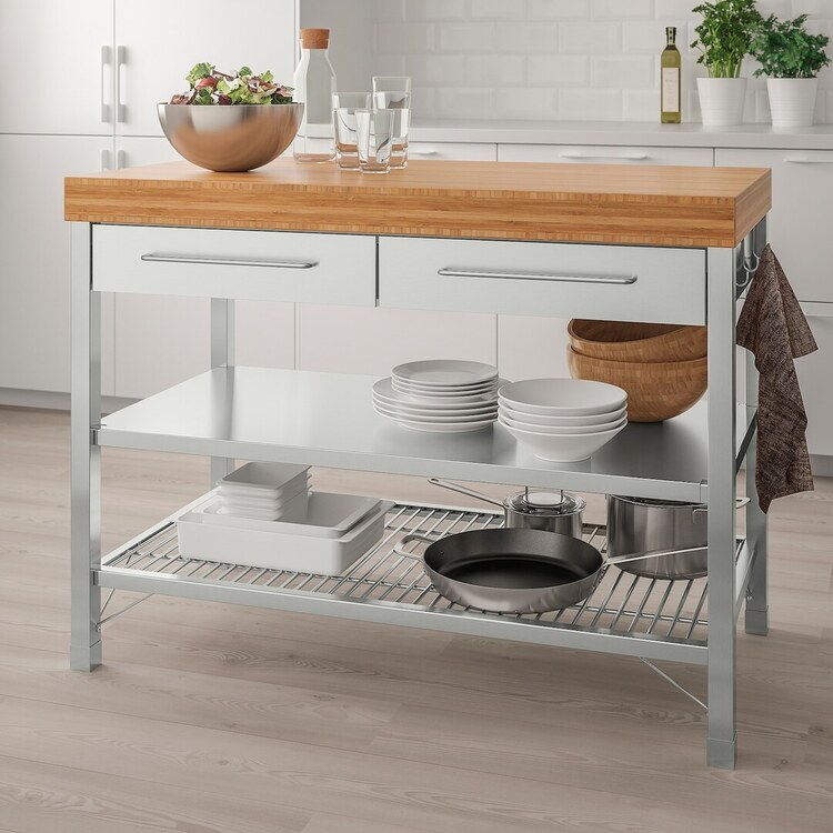 Insula bucatarie Ikea Rimforsa 120x63.5x92 (Inox/Bambus) cumpără în ...