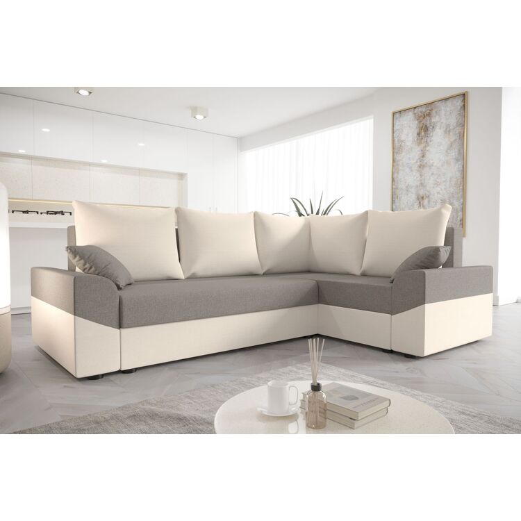 Canapea de colt Space Meble Denver Plus Right Sawana 21/Sawana 01 (Gray/Ecru) cumpără în ...