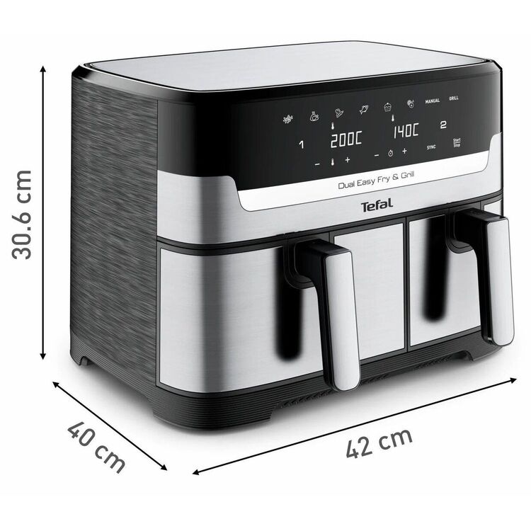 Аэрофритюрница Tefal Dual Easy Fry & Grill EY905D10 (Inox/Black) купить ...