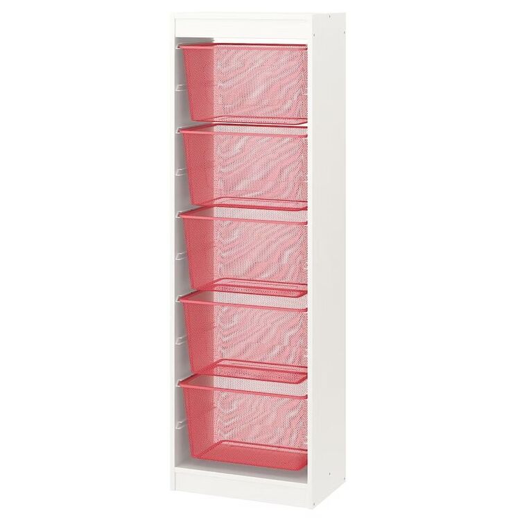 Etajera Ikea Trofast 5 cosuri 46x30x145 (Alb/Rosu Deschis) cumpără în ...