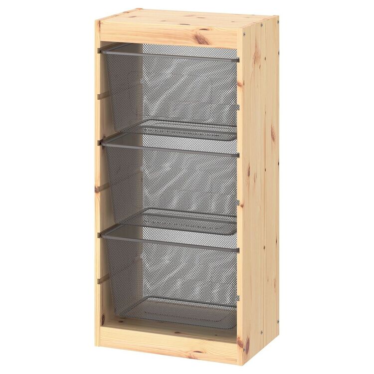 Etajera Ikea Trofast 3 cosuri 44x30x91 (Pin Vopsit Alb/Gri Inchis ...