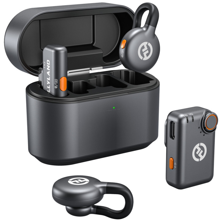 Microfon cu buclă fara fir Hollyland Lark M2S Mini Combo (Space Gray ...