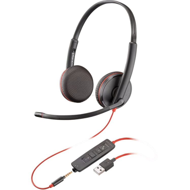 Casti Poly Blackwire 3225 Stereo USB-A (Black/Red) cumpără în Chișinău ...