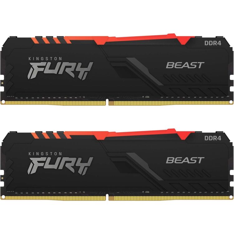 Оперативная память Kingston FURY Beast RGB DDR4 16Gb (2x8GB) 3600MHz CL17 (KF436C17BBAK2/16 ...
