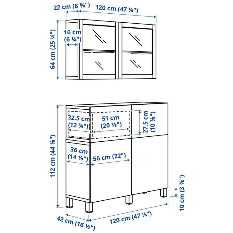 Bufet modular Ikea Besta/Sutterviken/Kabbarp sina sertar cu inchidere ...