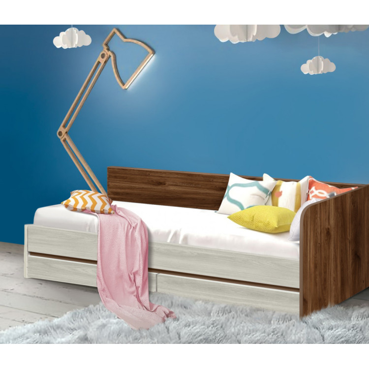 Pat Modern Komfi 90x200 (Brandy Castello Oak/Craft Oak White) cumpără ...