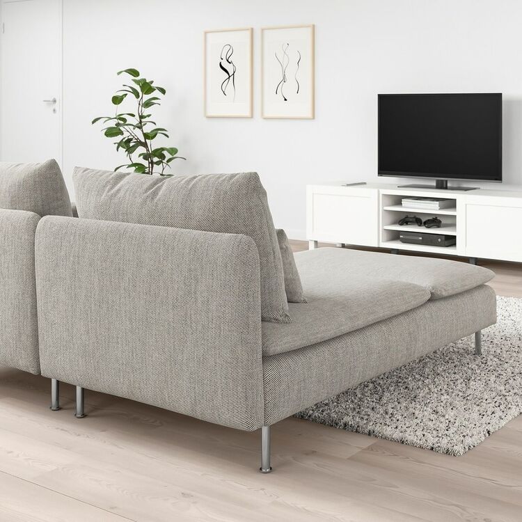 Диван угловой Ikea Soderhamn/Viarp 2-местный с шезлонгом (Коричнево ...