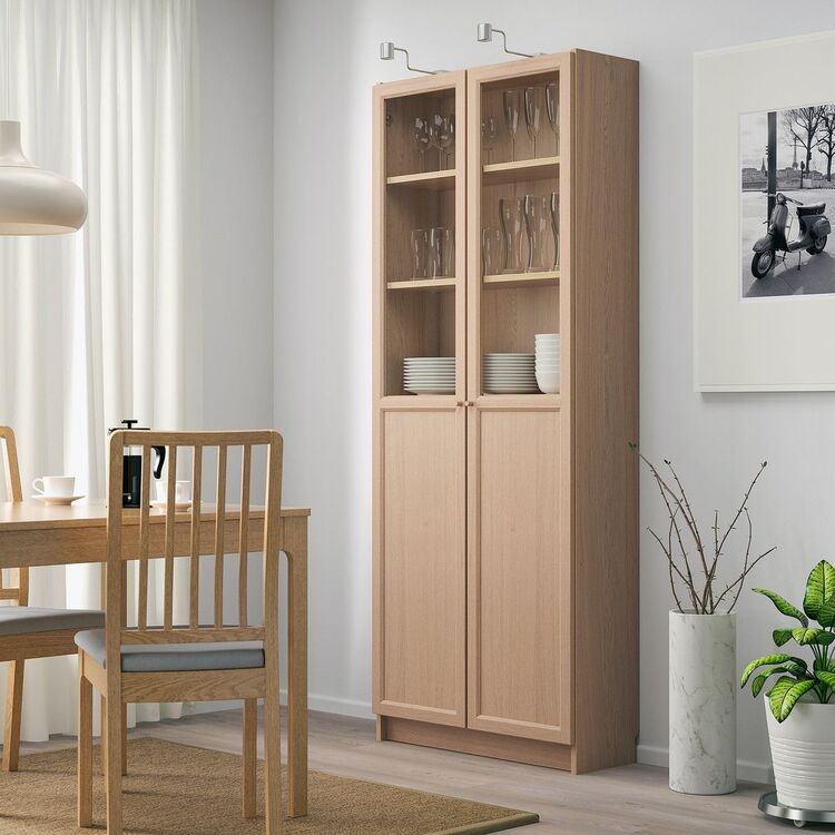 Книжный шкаф Ikea Billy панель/стеклянная дверце 80x30x202 (Дубовый ...