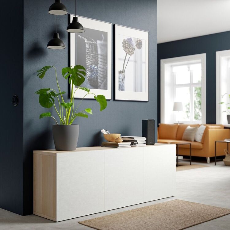 Тумба Ikea Besta/Laxviken дверцы 180x42x65 (Имитация Состаренного Дуб ...