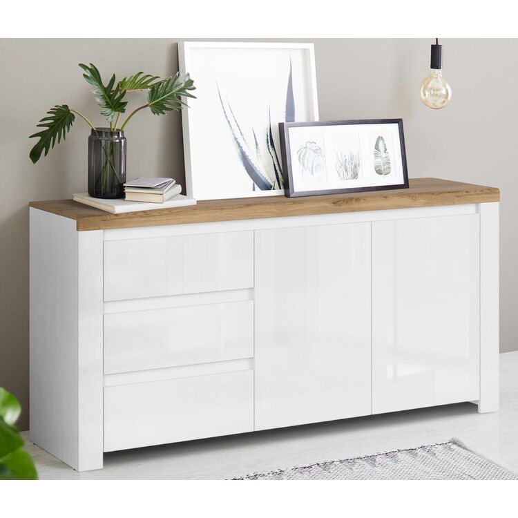 Тумба Tempo Kondela Vilgo 2D3S (Wotan Oak/White Gloss)