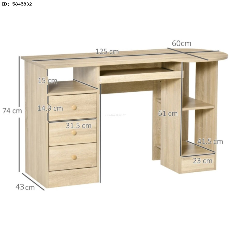 Masa de calculator Homcom 836-471ND (Natural) cumpără în Chișinău ...