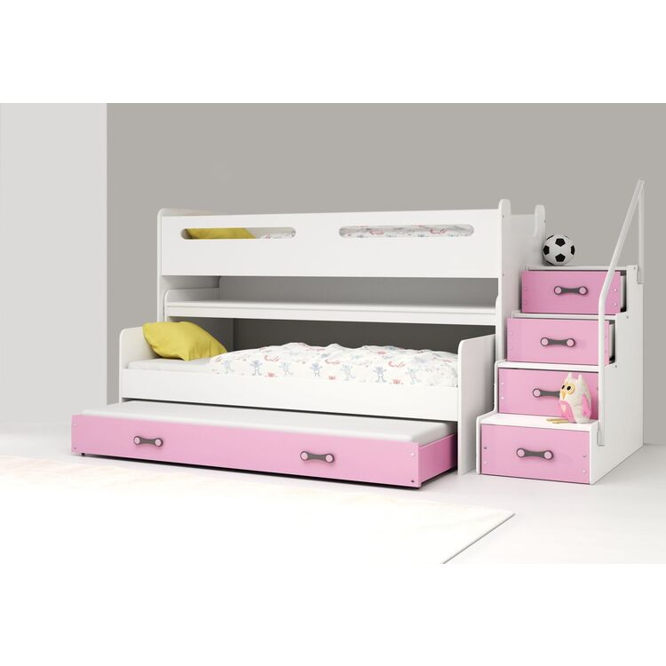 Pat suprapus BMS Group Max 1 pat retractabil/saltea 80x200 (Pink/White ...