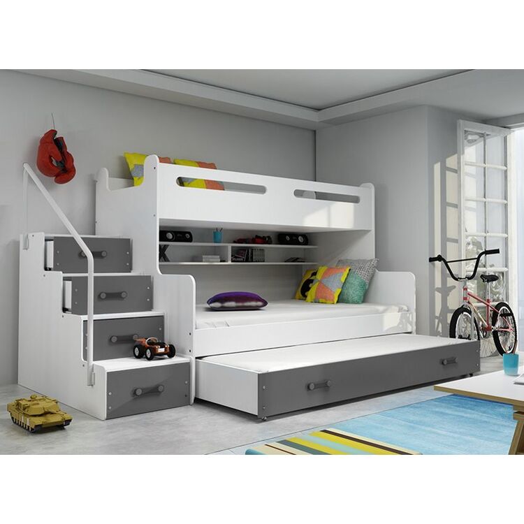 Pat suprapus BMS Group Max 3 cu pat retractabil 120x200 (Graphite/White ...