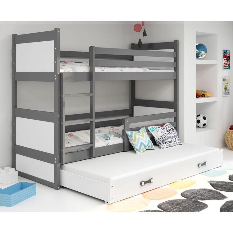 Pat suprapus BMS Group Rico 3 pat retractabil 80x160 (Graphite/White)