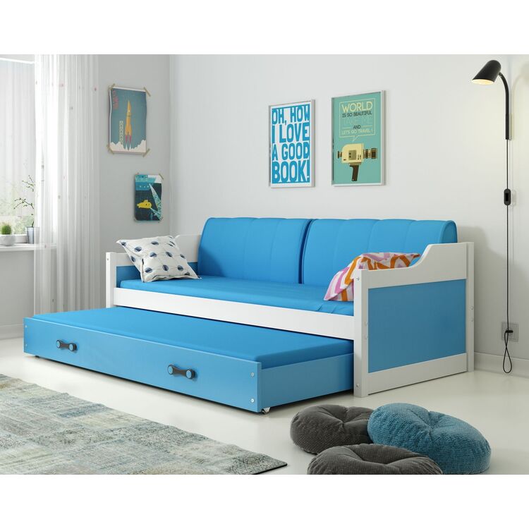 Pat BMS Group Dawid cu pat retractabil 90x200 (White/Blue) cumpără în ...