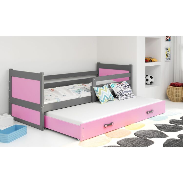 Pat BMS Group Rico cu pat retractabil 90x200 (Graphite/Pink) cumpără în ...