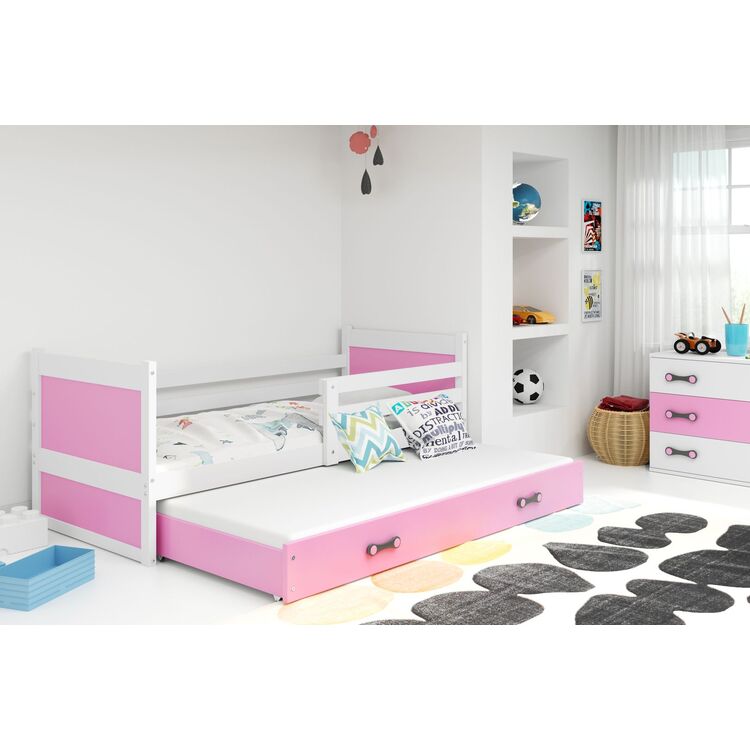 Pat BMS Group Rico cu pat retractabil 90x200 (White/Pink) cumpără în ...