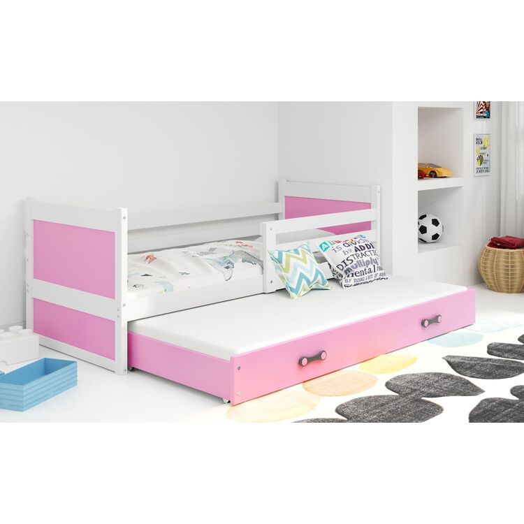 Pat BMS Group Rico cu pat retractabil 90x200 (White/Pink) cumpără în ...