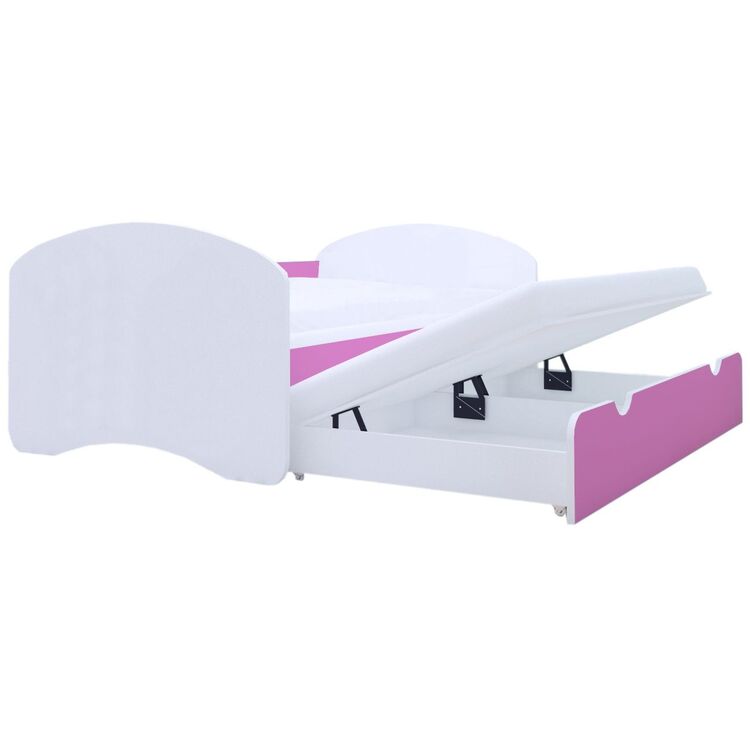 Pat Happy Babies Happy cu pat retractabil 80x160 (White/Pink) cumpără ...