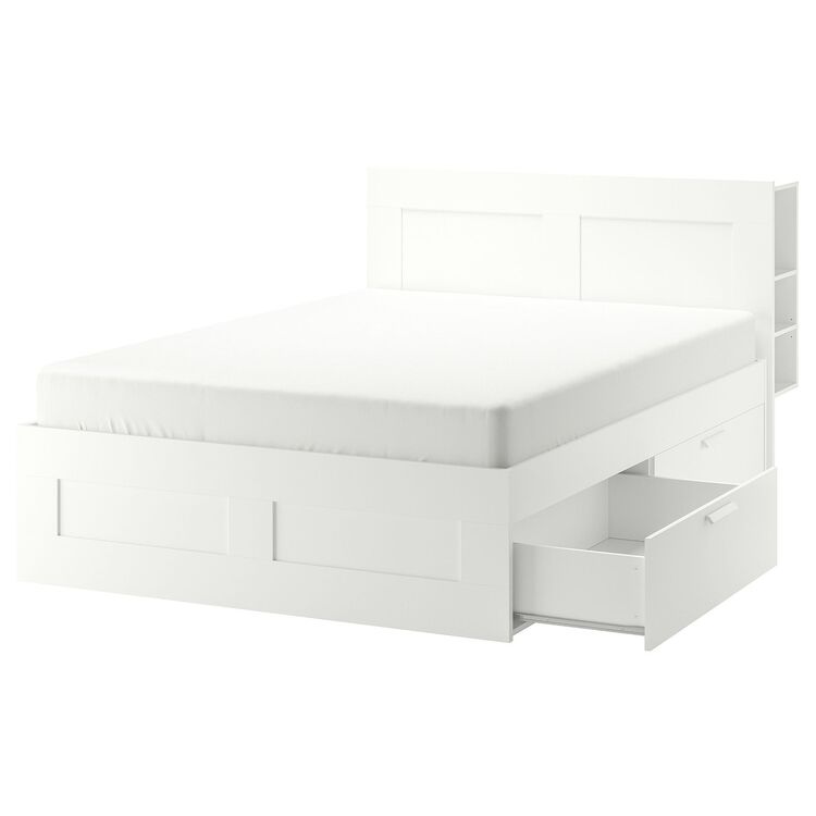 Кровать Ikea Brimnes Lindbaden с отделением для хранения/подголовником ...