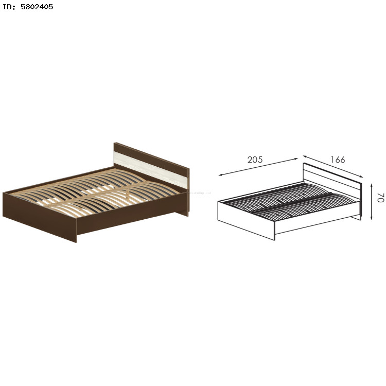 Pat Modern Komfi 160x200 (Brandy Castello Oak/Craft Oak White) cumpără ...