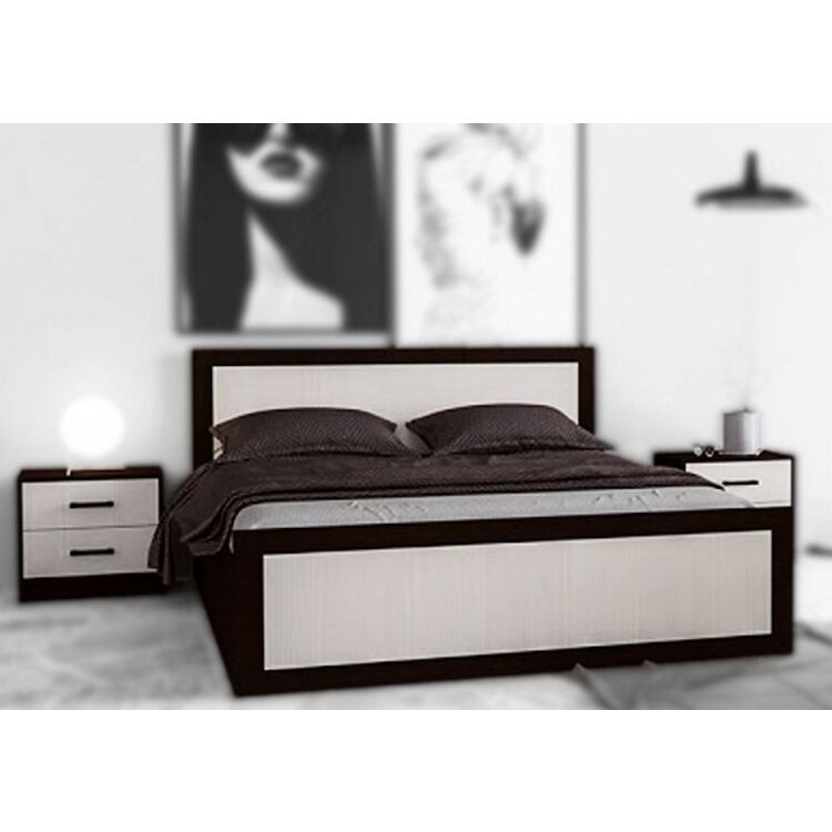 Pat + Noptiere Yasen Enter 160x200 Wenge Magic/Angelique (bază lamele)