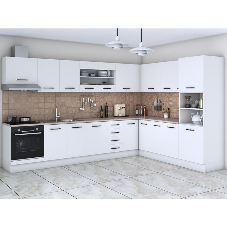 Bucatarie de colt Ideal Mobila Karina 3.1x2.4m (White) cumpără în ...