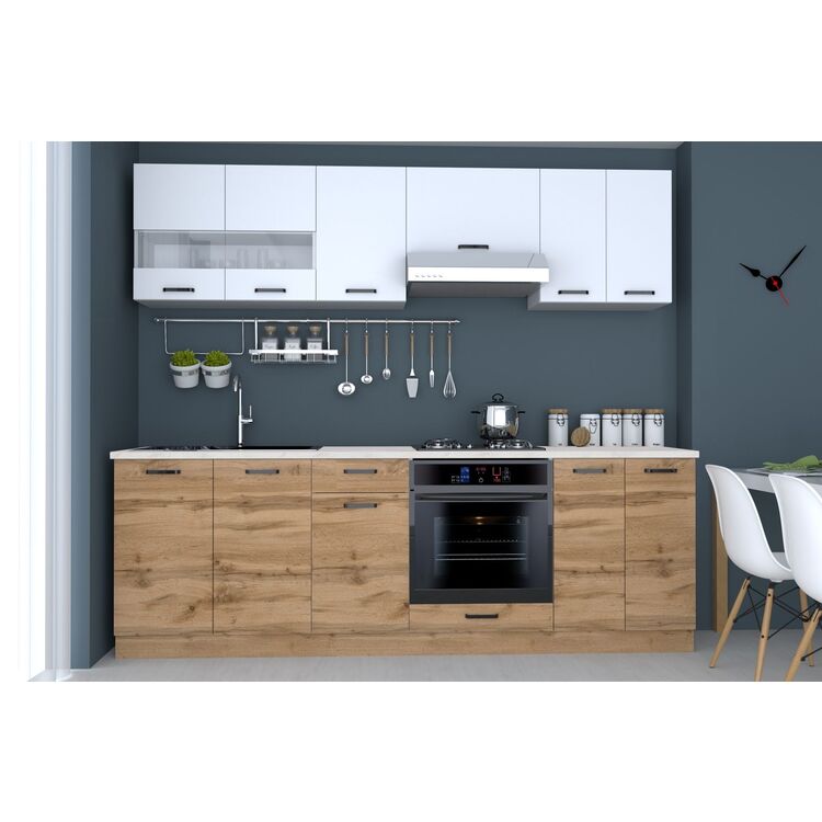 Bucatarie Marcel Prod Vio C 2.4m (Wotan Oak/White) cumpără în Chișinău, Moldova | SMADSHOP.MD