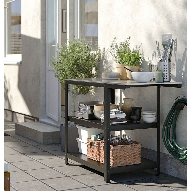 Insula bucatarie Ikea Grillskar masa 93/116x61 (Negru/Inox) cumpără în ...