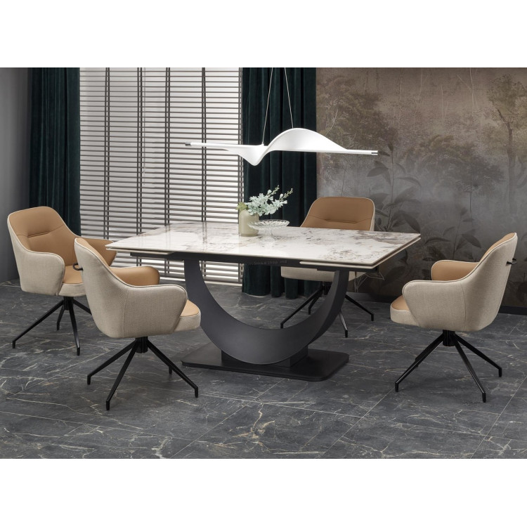 Masa extensibila Halmar Fernando 160/240 (White Marble/Black) cumpără ...