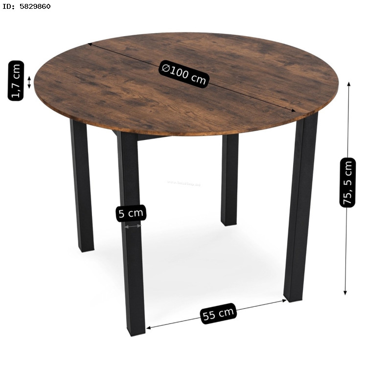 Masa Mebel Elite TEO 100 (Rustic Oak/Black) cumpără în Chișinău ...