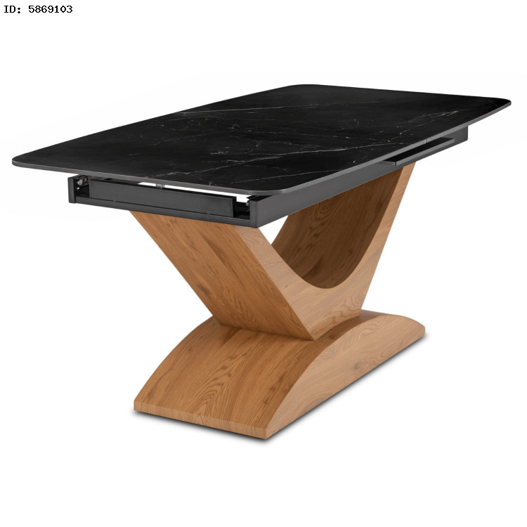 Masa extensibila Mebel Elite Alicante 160/200 (Black Marble/Oak ...