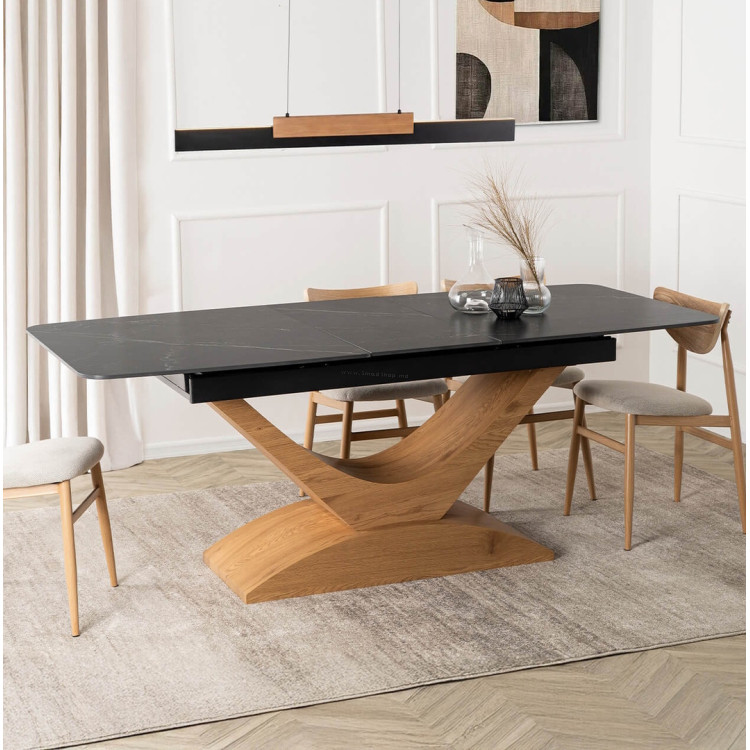 Masa extensibila Mebel Elite Alicante 160/200 (Black Marble/Oak ...
