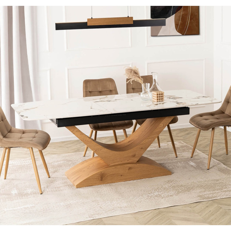 Masa extensibila Mebel Elite Alicante 160/200 (White Marble/Oak ...