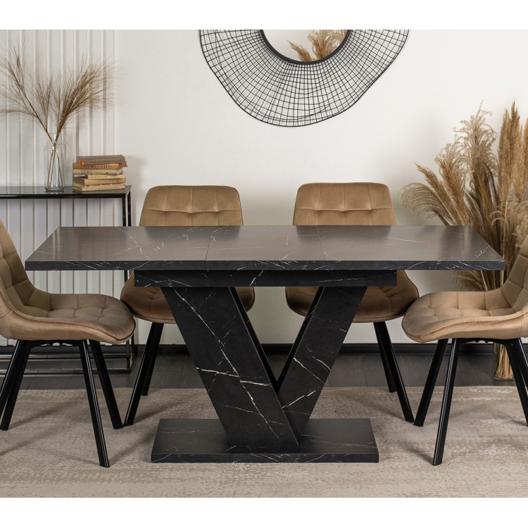 Masa extensibila Mebel Elite Clark 120/160 (Black Marble) cumpără în ...