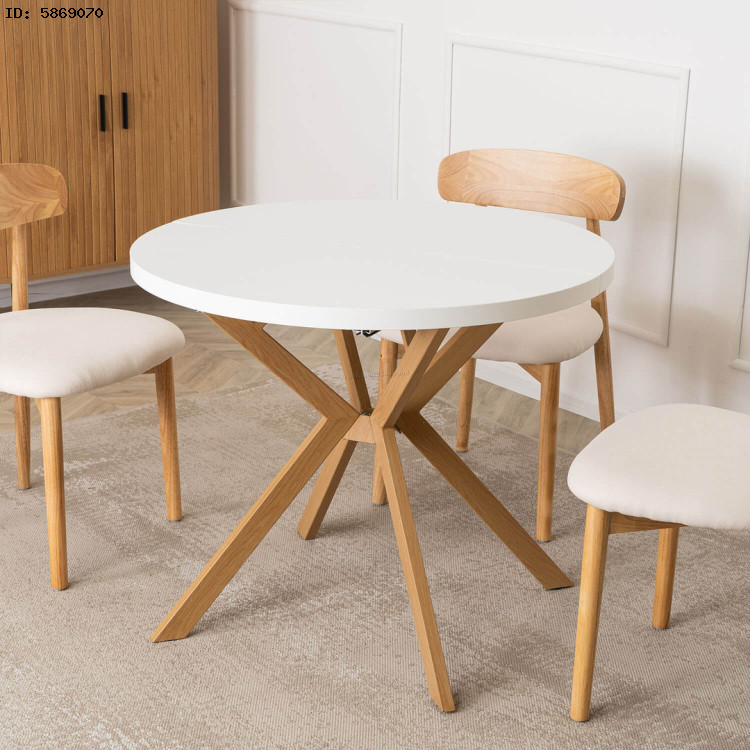 Стол раскладной Mebel Elite Dorian 80-160 (White/Scandinavian Oak ...