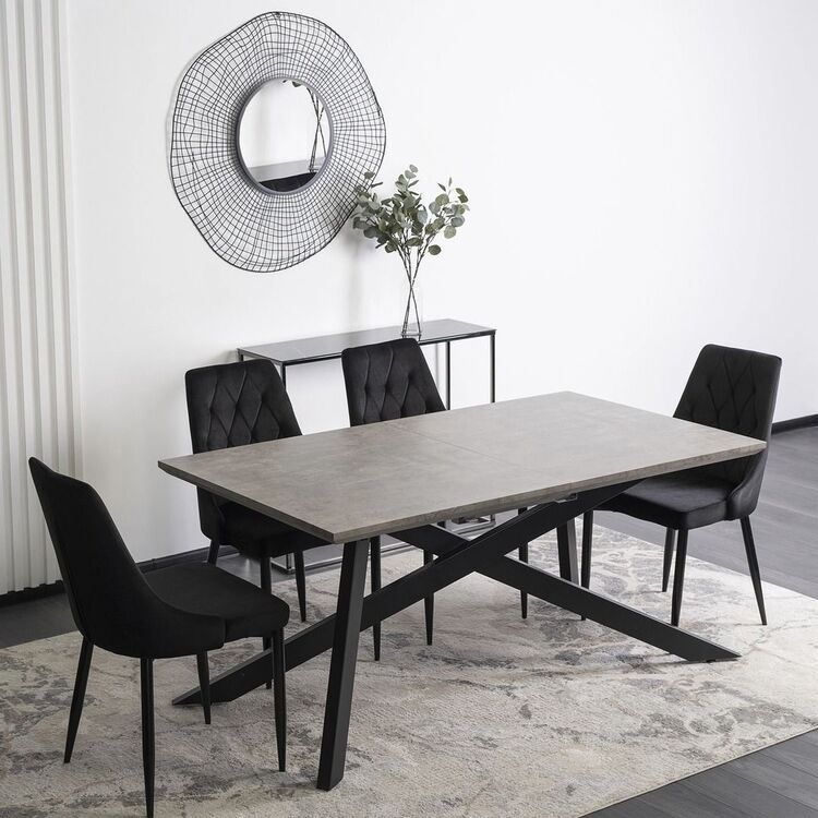 Masa extensibila Mebel Elite Hamilton 160/200x74 (Concrete/Black ...