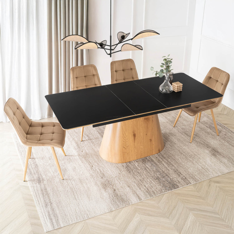 Masa extensibila Mebel Elite Lizbona 160/200 (Black/Oak) cumpără în ...
