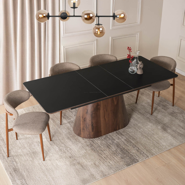 Masa extensibila Mebel Elite Lizbona 160/200 (Black/Walnut) cumpără în ...
