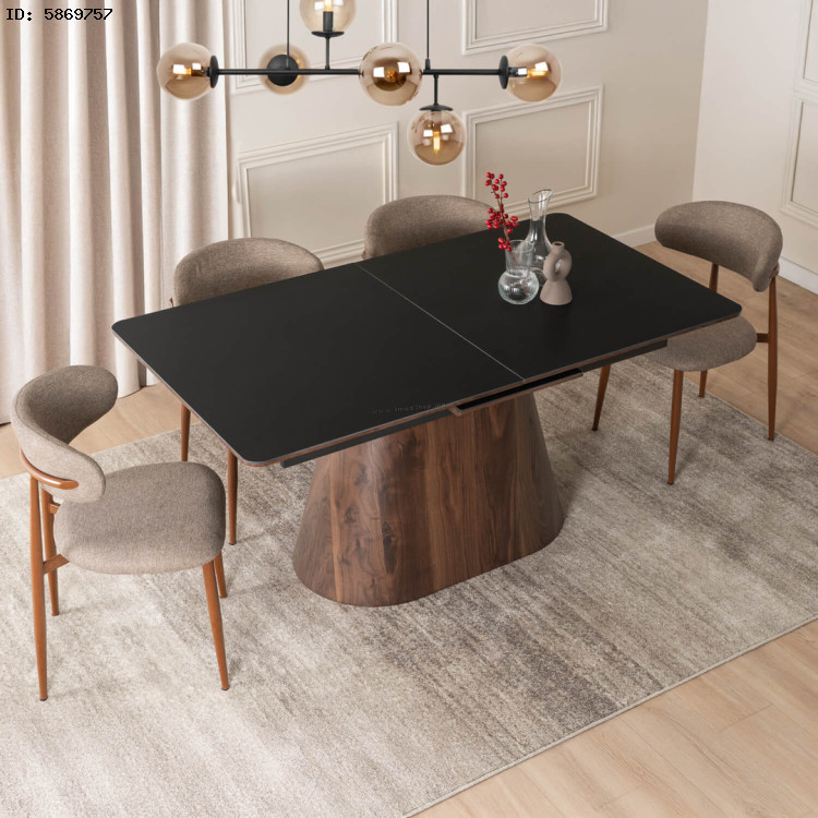 Masa extensibila Mebel Elite Lizbona 160/200 (Black/Walnut) cumpără în ...