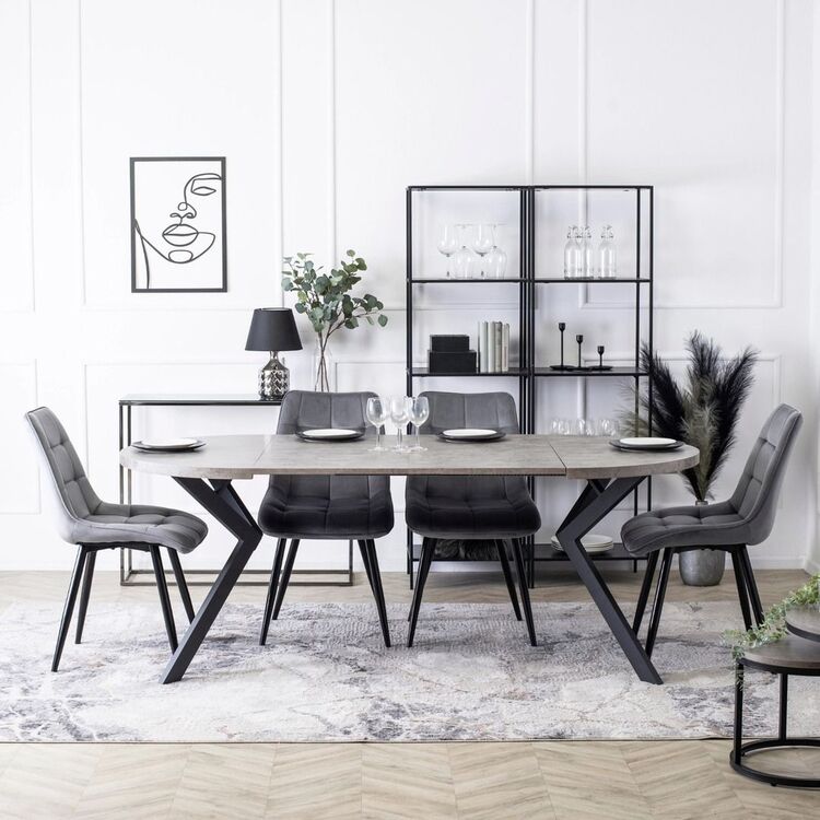 Masa extensibila Mebel Elite Lukas 250 (Concrete/Black) cumpără în ...