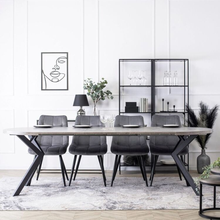 Masa extensibila Mebel Elite Lukas 250 (Concrete/Black) cumpără în ...