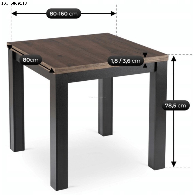 Masa extensibila Mebel Elite MAX 80/160 (Walnut/Black) cumpără în ...