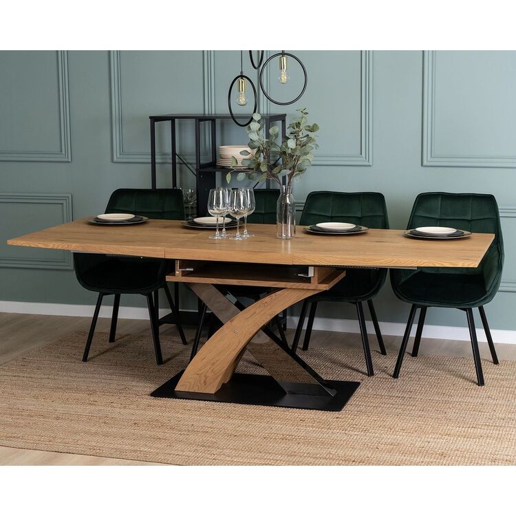 Masa extensibila Mebel Elite Sven 220 (Craft Oak Golden/Black) cumpără ...