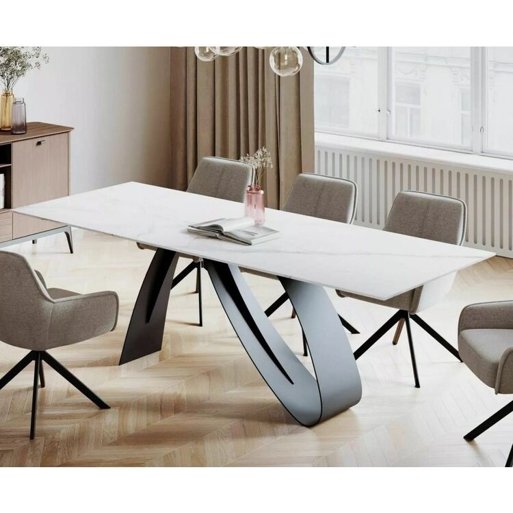 Masa extensibila Signal Diuna Ceramic 160 Statuario Venato (White/Black ...