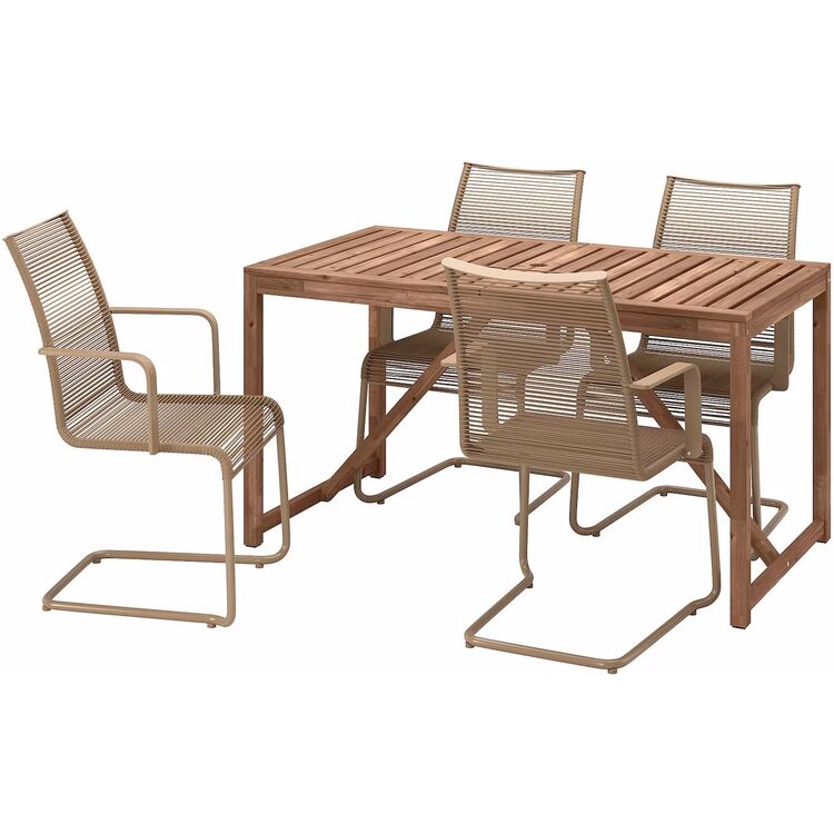 Set mobilier de gradina Ikea Nammaro/Vasman 4 scaune/cu cotiere 140cm ...