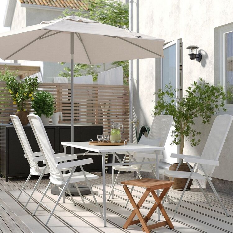 Set mobilier de gradina Ikea Torparo 4 scaune pliante 130cm (Alb/Gri ...