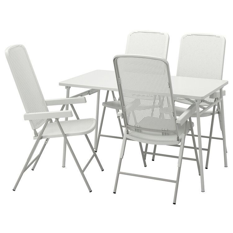 Set mobilier de gradina Ikea Torparo 4 scaune pliante 130cm (Alb/Gri)